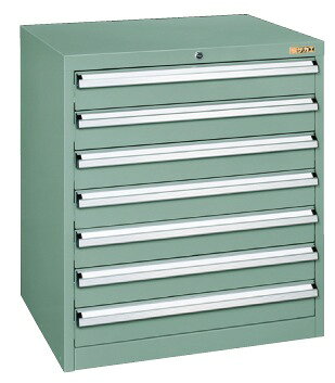 ●外寸：W700×D550×H800mm●カラー：グリーングレー●質量：89kg●耐震構造：3重安全装置内蔵!●オールロック機構●ラッチ機構●セーフティロック機種●H100：7個●引出段数：7段●引出内寸法：H100：W598×D461×H...
