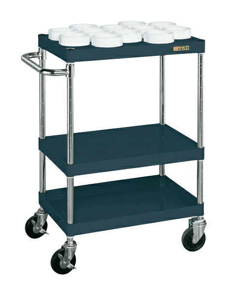 ●外寸：W600×D400×H880mm●均等耐荷重：150kg●本体色：ダークグレー●質量：17kg●キャスター：100φゴム車●段数：3(内UT50棚1段)●支柱：クロムメッキ25.4φ、棚板調整ピッチ50mm●ホルダー収納数：UT-5...