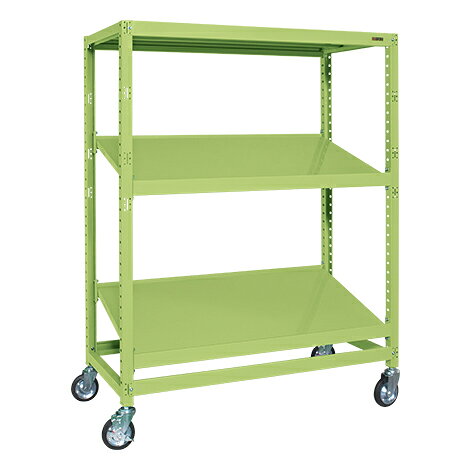 ●寸法：W1500×D750×H1970mm●均等耐荷重（棚1連当り）：500kg●均等耐荷重：（棚板）250kg、（傾斜棚）150kg●段数：3段（傾斜棚2段）●カラー：グリーン●質量：94kg●キャスター：150φゴム車●中棚は50mm...