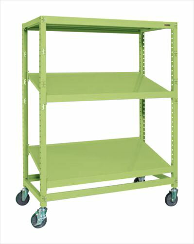 ●寸法：W1500×D750×H1650mm●均等耐荷重（棚1連当り）：450kg●均等耐荷重（棚板1段当り）：150kg●段数：3段（傾斜棚2段）●カラー：グリーン●質量：90kg●キャスター：125φウレタン車●中棚は50mmピッチで組...