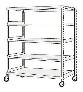 ●寸法：W900×D750×H1380mm●段数：3段●耐荷重（棚1段当り）：300kg●耐荷重（1台当り）：720kg●本体色：グリーン●キャスター：130φゴム車（自在2、自在S付2）●50mmピッチ段替え可能●注意事項：棚板段数は、天...