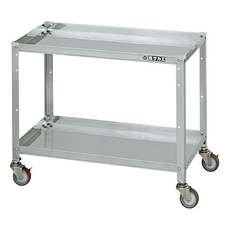 ●外寸：W750×D500×H600mm●均等耐荷重：75kg●質量：9kg●材質：SUS430、#400仕上げ●キャスター：75φナイロンウレタン車（スチール金具）●棚板は皿型・フラット型に組替え可能！●棚板ヘミング