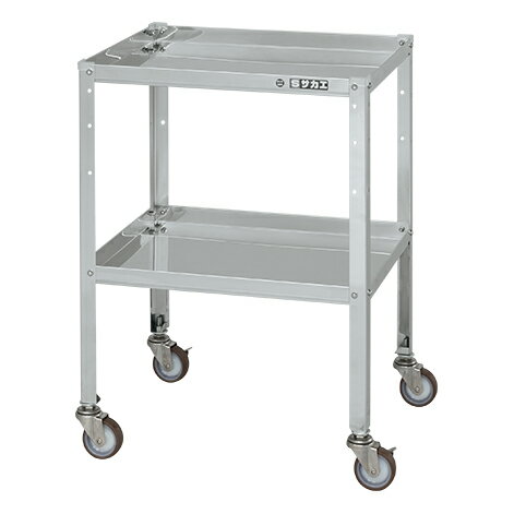 ●外寸：W400×D330×H740mm●均等耐荷重：75kg●質量：7kg●材質：SUS304、#400仕上げ●キャスター：75φナイロンウレタン車（ステンレス金具）●棚板は皿型・フラット型に組替え可能！●棚板ヘミング