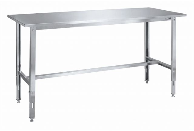 ●外寸：W1800×D900×H700〜900mm●均等耐荷重：150kg●質量：45kg●材質：SUS304（No.4仕上げ）●天板種類：ステンレス天板(材質=SUS304)●天板厚：30mm●アジャスター：ステンレス製　ネジ径M12　P...