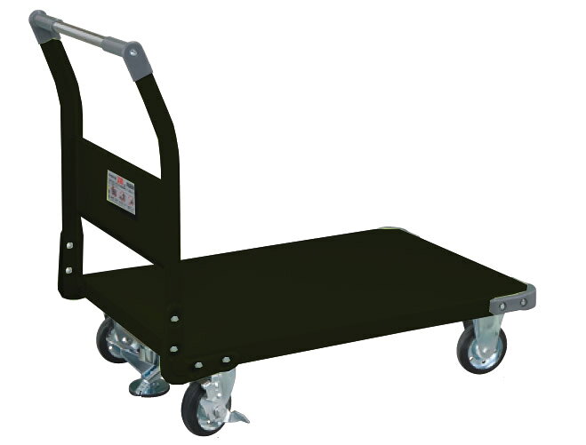 ●外寸：W855×D480×H855mm●均等積載荷重：300kg●荷台寸法：W800×D450mm●質量：27kg●カラー：ダークグレー●キャスター：100φゴム車●取手部は持っても冷たくないポリプロピレン樹脂を使用。