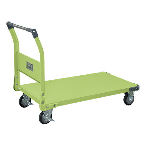 ●外寸：W1105×D630×H876mm●カラー：サカエグリーン●均等積載荷重：400kg●荷台寸法：W1050×D600mm●質量：40kg●キャスター：125φナイロンウレタン車●荷台有効寸法：W1050×D600mm