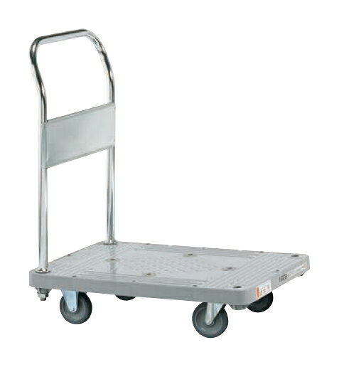 ●外寸：W720×D465×H836mm●均等積載荷重：150kg●カラー：グレー●質量：9kg●材質：本体：PP、取手はスチール・クロムメッキ仕上げ●キャスター：100φゴム車●荷台有効寸法：W650×D465mm