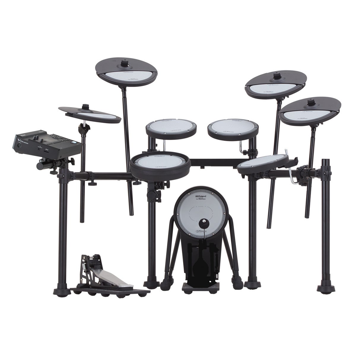 VQD106PADS + V31音源 + クラッシュ追加のオリジナルキット ◎音源モジュール別売のV-Drums Quiet Design Kit『VQD106PADS』に、TD316やVAD316で採用しているV-Drums 3シリーズ音...
