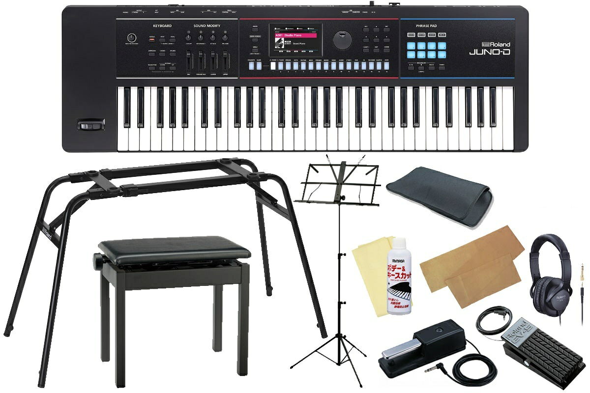 自宅での演奏や練習に便利な基本アクセサリーが揃った、お買い得なスタートセットです！セット内容 ●Roland / JUNO-D6 《背負える専用キャリング・ケース プレゼント！》 ●Roland / KS-13 (四脚キーボードスタンド) ...