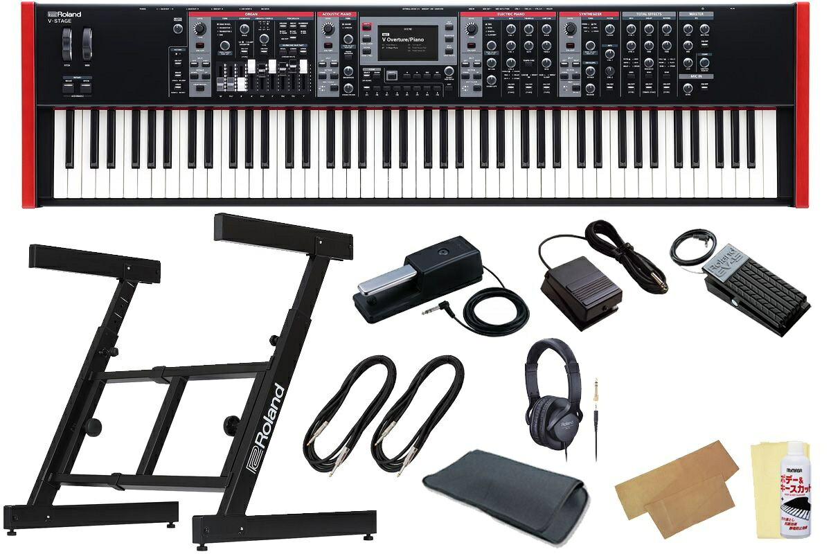 Z型キーボードスタンド、その他充実のアクセサリー品が揃ってお買い得！更に、お手入れセット、キーカバー、当店オリジナル・スリーブバッグをプレゼント！ セット内容 ●Roland / V-STAGE88 ●Roland / KS-11Z (Z型...