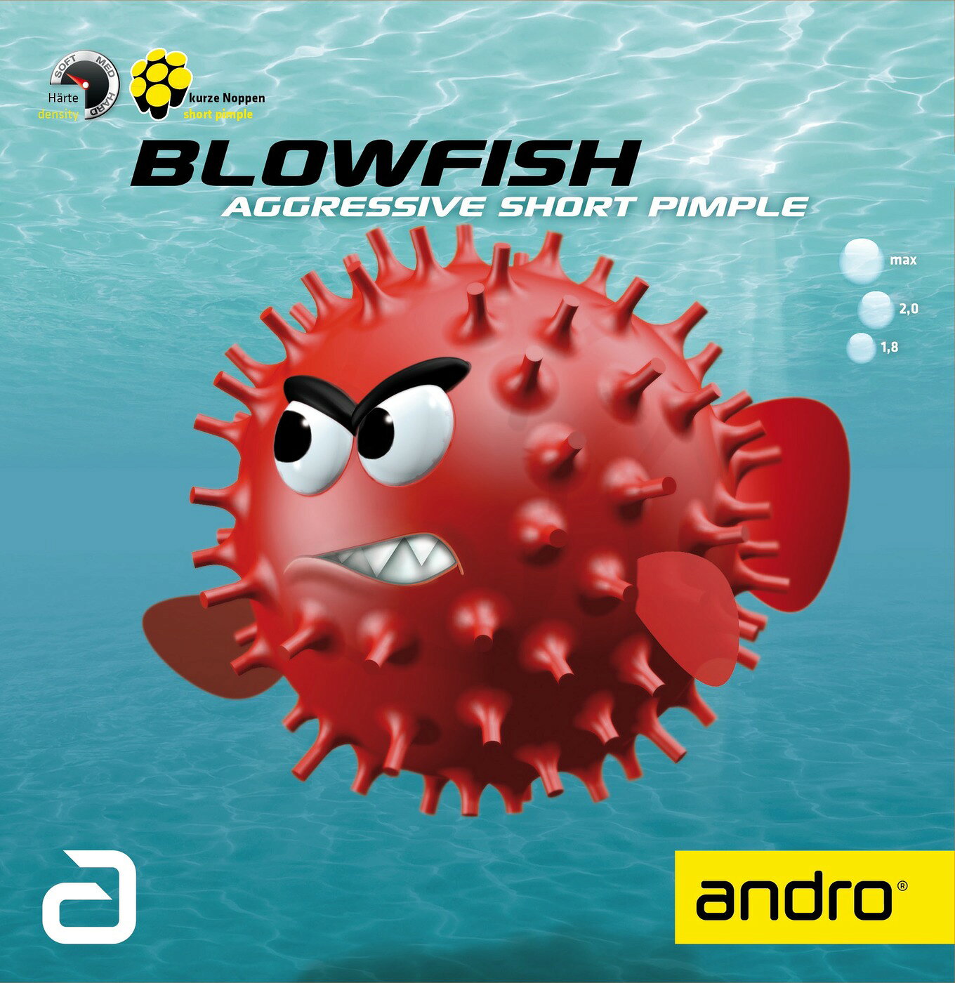 andro アンドロ ブローフィッシュ（BLOWFISH）卓球ラバー 表ソフト テンション系 スポンジ硬度40° ドイツ製 全国送料無料 鋭い攻撃と扱いやすさを求めているプレイヤーへ！絶妙なボールコンタクトによって相手の攻撃を利用し、スピー...