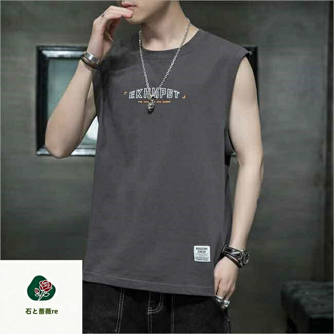 タンクトップ メンズ ノースリーブ トップス 夏物 英字プリント 袖なしtシャツ インナー カジュアル カットソー タンクトップ メンズ ノースリーブ トップス 夏物 英字プリント 袖なしtシャツ インナー カジュアル カットソー" タンク...