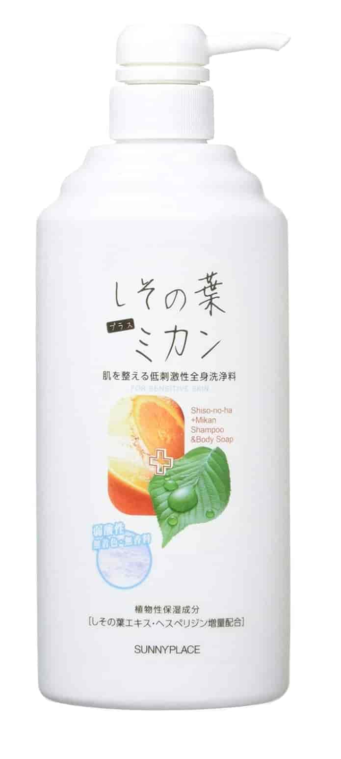 しその葉+ミカン シャンプー＆ボディソープ 600ml SUNNYPLACE Shiso-no-ha + Mikan Shampoo ＆ Body Soap 全身使えるボディソープ、アトピーなどのアレルギー体質に絶対オススメ！ とくに過敏肌...