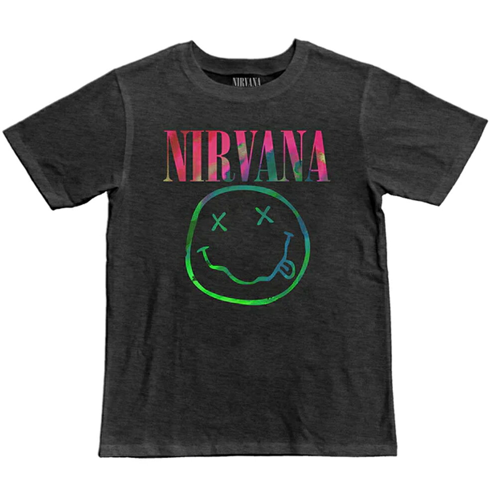 ニルヴァーナ Tシャツ Nirvana ■ニルヴァーナ Tシャツの商品説明 Nirvana/ニルヴァーナのカラフルなスマイル柄のTシャツです。 正規ライセンス物/アメリカから輸入 ■ボディカラー/ブラック・ヘザー ■Mサイズ/着丈69センチ...