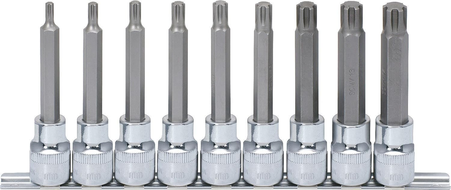 1/2" CHROMEplus RIBE bit socket set long 9 pcs M5-M14