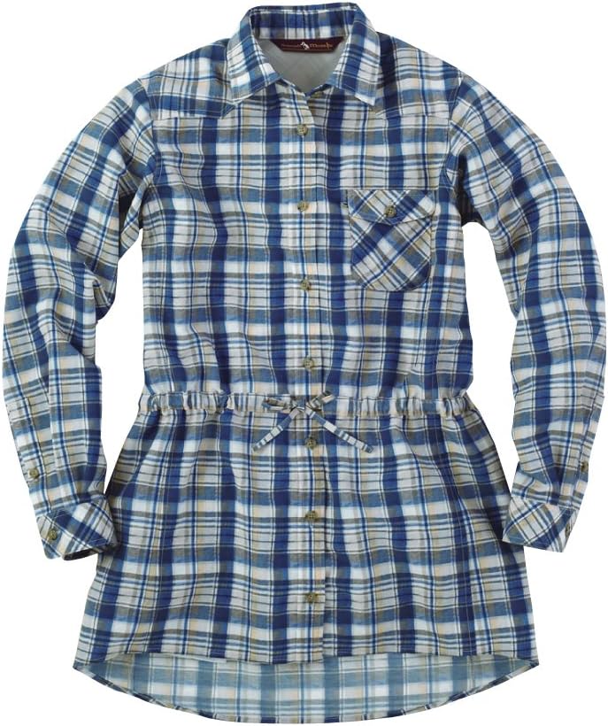 ムッシュ 超軽量コンパクトレディス長袖ロングチェックシャツ 【サイズ】：女-L 【カラー】：Oネイビー 50585-W-L