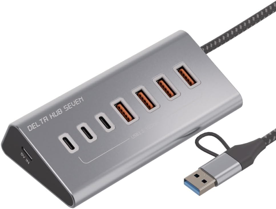 エアリア DELTA HUB SEVEN USB3.2 10GbpsTypeC 3ポート TypeA 4ポート 補助電源用 TypeC 1ポート SD-HC3A4