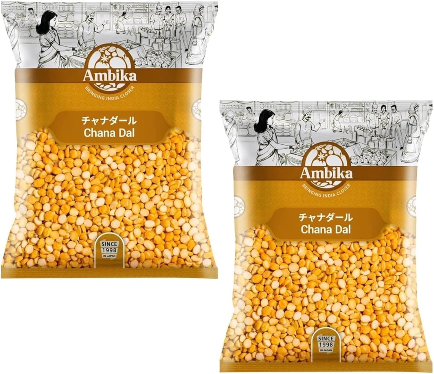 【セット販売】【Ambika】チャナダル(ひよこ豆)半割り 1kg×2袋