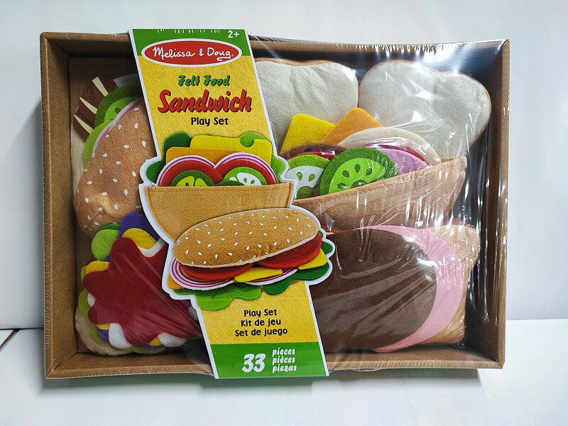 Felt Food　Sandwich　Playset フェルトでできたパンにハムやトマトなどの具材を詰め込んで オリジナルのサンドイッチを作りましょう！ ＜セット内容＞ フェルトパーツ33ピース 34 × 26 × 5.5 cm 対象年齢　...