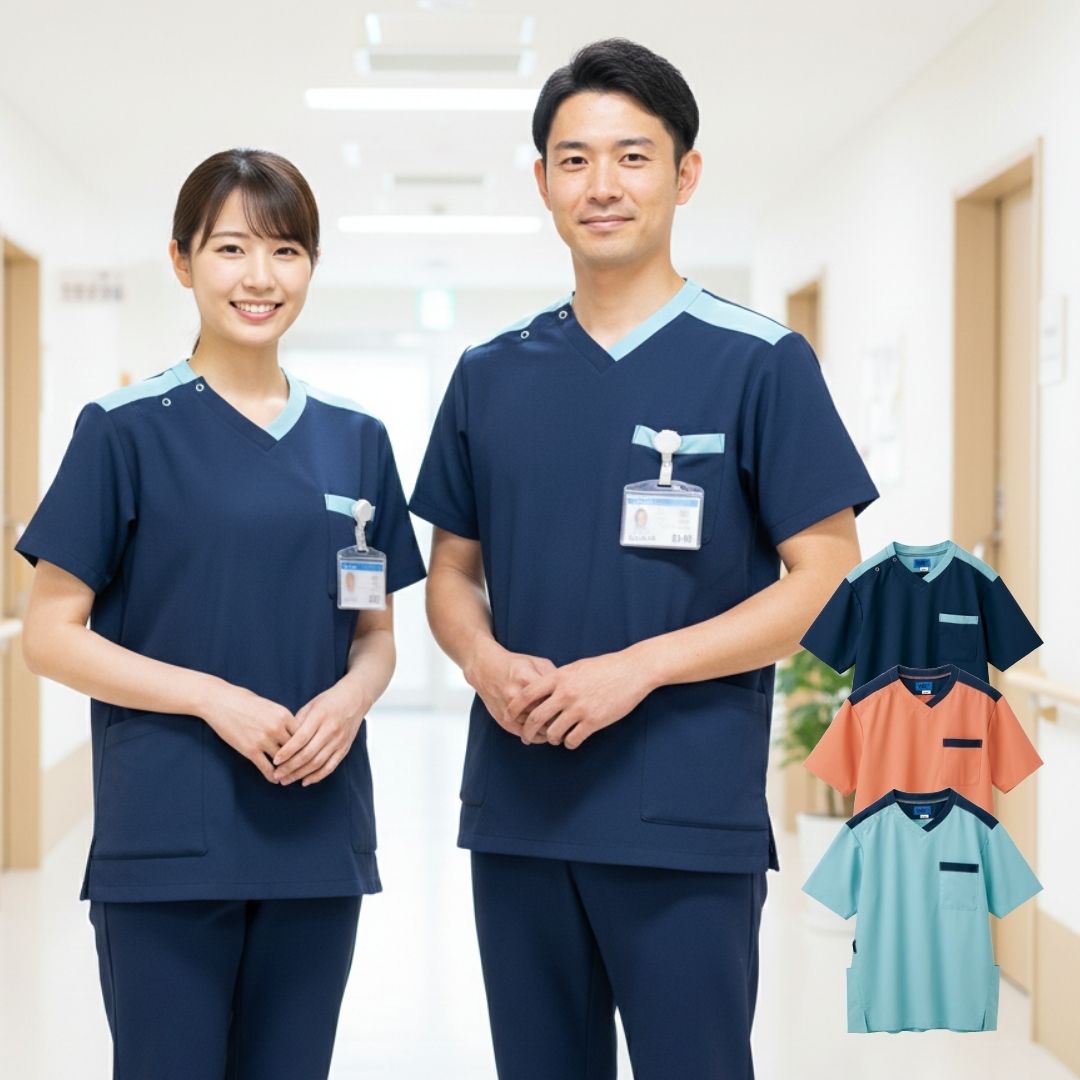 介護職のため快適スクラブが誕生。 介護のしやすさを踏まえたスリット、ポケット、キーループ付き。 工業洗濯が可能なので清潔に保つことができ、 更には、高機能のTioTioプレミアム加工（抗ウイルス・抗菌・消臭・防汚・帯電防止）と相まって、 ウ...