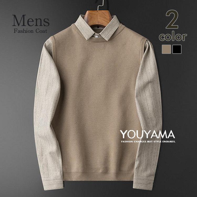 商品名シャツ メンズ 長袖シャツ ワイシャツ メンズシャツ 起毛加工 プルオーバー カジュアル 冬 厚手 保温 偽2点 ワイシャツ アウター サイズ:M/L/XL/2XL/3Xl/4Xl素材：ポリエステル カラー:カーキ/ブラックエコ活動の...