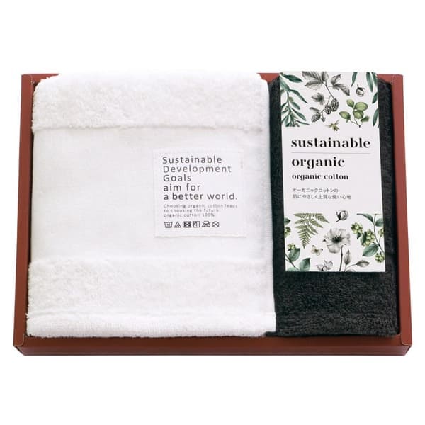 　　☆☆☆ 商品詳細 ☆☆☆ ●化粧箱／約190×260×40mm ●材質／綿100%（オーガニックコットン100%） ●内容／フェイスタオル（約340×850mm）・ハンドタオル（約340×340mm）×各1 ●重量／約275g ●原産国...