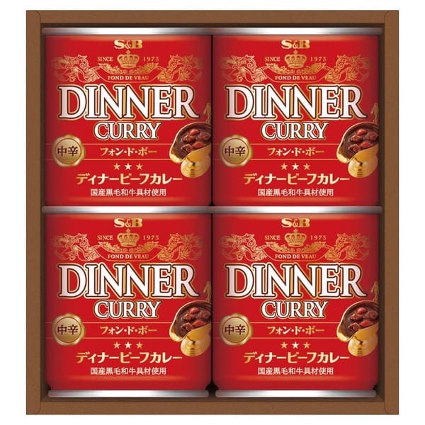 　　☆☆☆ 商品詳細 ☆☆☆ ●化粧箱入／約166×160×71mm ●内容／ディナービーフカレー中辛（200g）×4 ●アレルゲン／卵・乳・小麦