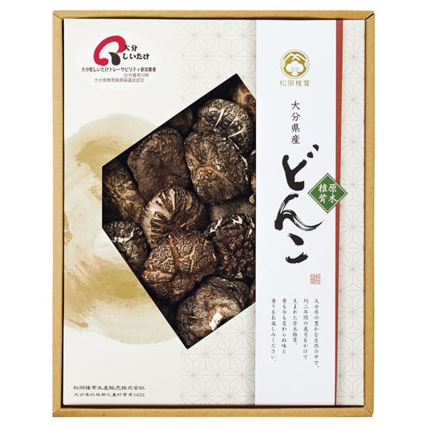 　　☆☆☆ 商品詳細 ☆☆☆ ●化粧箱入／約330×267×60mm ●内容／大分産原木乾椎茸どんこ（170g）×1