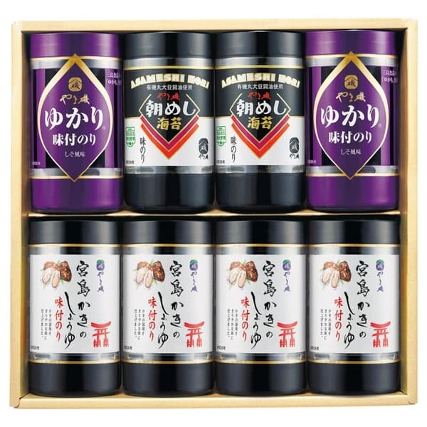 　　☆☆☆ 商品詳細 ☆☆☆ ●化粧箱入／約297×313×77mm ●内容／味付のり（8切26枚）・しそ風味のり（8切26枚）×各2、かき醤油味のり（8切26枚）×4 ●アレルゲン／小麦・えび