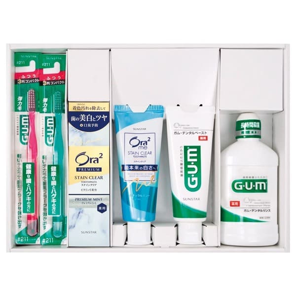 　　☆☆☆ 商品詳細 ☆☆☆ ●化粧箱入／約328×244×50mm ●材質／PP・PE・紙 ●内容／ガムデンタルペーストスタンディングタイプ（約120g）・オーラツーミーステインクリアペーストナチュラルミント（約130g）・オーラツーステ...