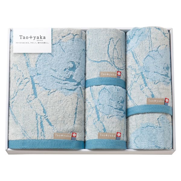 　　☆☆☆ 商品詳細 ☆☆☆ ●化粧箱／約300×390×60mm ●材質／綿100% ●内容／バスタオル（約600×1200mm）・ウォッシュタオル（約340×350mm）×各1、フェイスタオル（約340×800mm）×2 ●重量／約75...