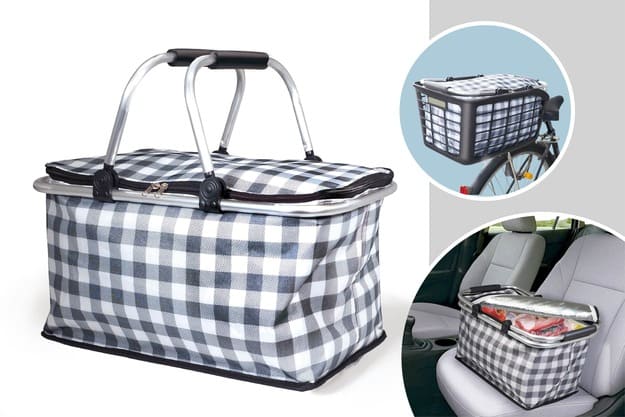 　　☆☆☆ 商品詳細 ☆☆☆ ●商品サイズ／約W47×D28.5×H23cm（本体外寸） 約W42×D22×H22cm（本体内寸） ※取っ手は含みません ●袋サイズ／約W50×D32×H5cm ●重量／約590g ●材質／ポリエステル・アル...