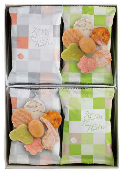 　　☆☆☆ 商品詳細 ☆☆☆ ●セット内容／えびのだんらん×14袋（7種類） ●賞味期限／製造後180日 ●箱サイズ／305×212×98mm ●アレルゲン／小麦・えび・大豆・ごま・アーモンド・さば・いか