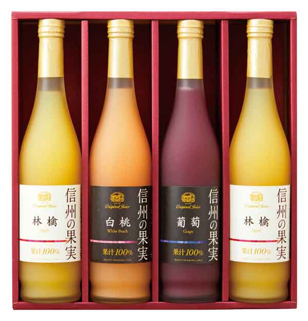 　　☆☆☆ 商品詳細 ☆☆☆ ●セット内容／林檎ジュース 500ml×2、ジュース 500ml（葡萄・白桃）×各1 ●賞味期限／製造後540日 ●箱サイズ／325×310×70mm ●アレルゲン／りんご・もも ※季節によりジュースの内容が変...