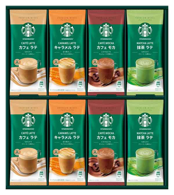 　　☆☆☆ 商品詳細 ☆☆☆ ●セット内容／スターバックス プレミアム ミックス×16（カフェ ラテ18g・キャラメル ラテ23g・抹茶 ラテ24g・カフェ モカ22g×各4） ●賞味期限／製造後360日 ●箱サイズ／303×273×35m...