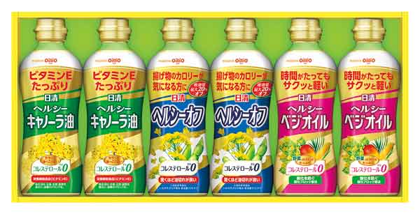 　　☆☆☆ 商品詳細 ☆☆☆ ●セット内容／日清ヘルシーキャノーラ油350gPET・日清ヘルシーオフ350gPET・日清ヘルシーベジオイル350gPET×各2 ●賞味期限／製造後750日 ●箱サイズ／216×449×58mm