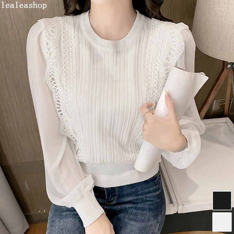 商品情報 商品内容 商品特徴 シフォン素材のバルーンスリーブと レース柄のフリルがフェミニンな ドッキングカットソー。 ソフトな肌触りのニットと 袖のシアーな透け感が 春にぴったりな1枚◎ かぎ編みフリルが上品な アクセントになって 1枚で...