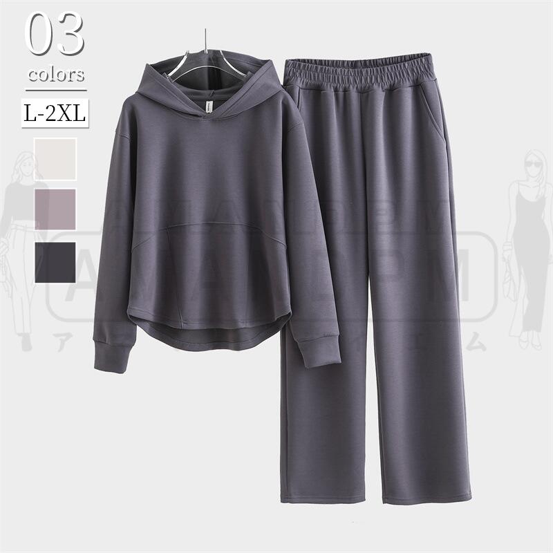 ◆サイズ詳細： トップス 【Lサイズ】着丈62.5cm、バスト96cm 【XLサイズ】着丈64.5cm、バスト100cm 【2XLサイズ】着丈66.5cm、バスト104cm ワイドパンツ 【Lサイズ】着丈99cm、ウエスト67 【XLサイズ...