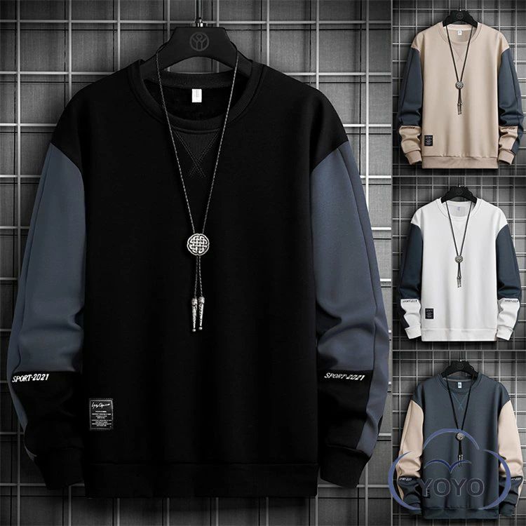 メーカー希望小売価格はメーカーカタログに基づいて掲載しています ◆カラー：カーキ ブラック ブルー【素材】：ポリエステル【連携キーワード】：スウェットトレーナー メンズ 春服 長袖Tシャツ クルーネック プルオーバー 韓国ファッション メン...