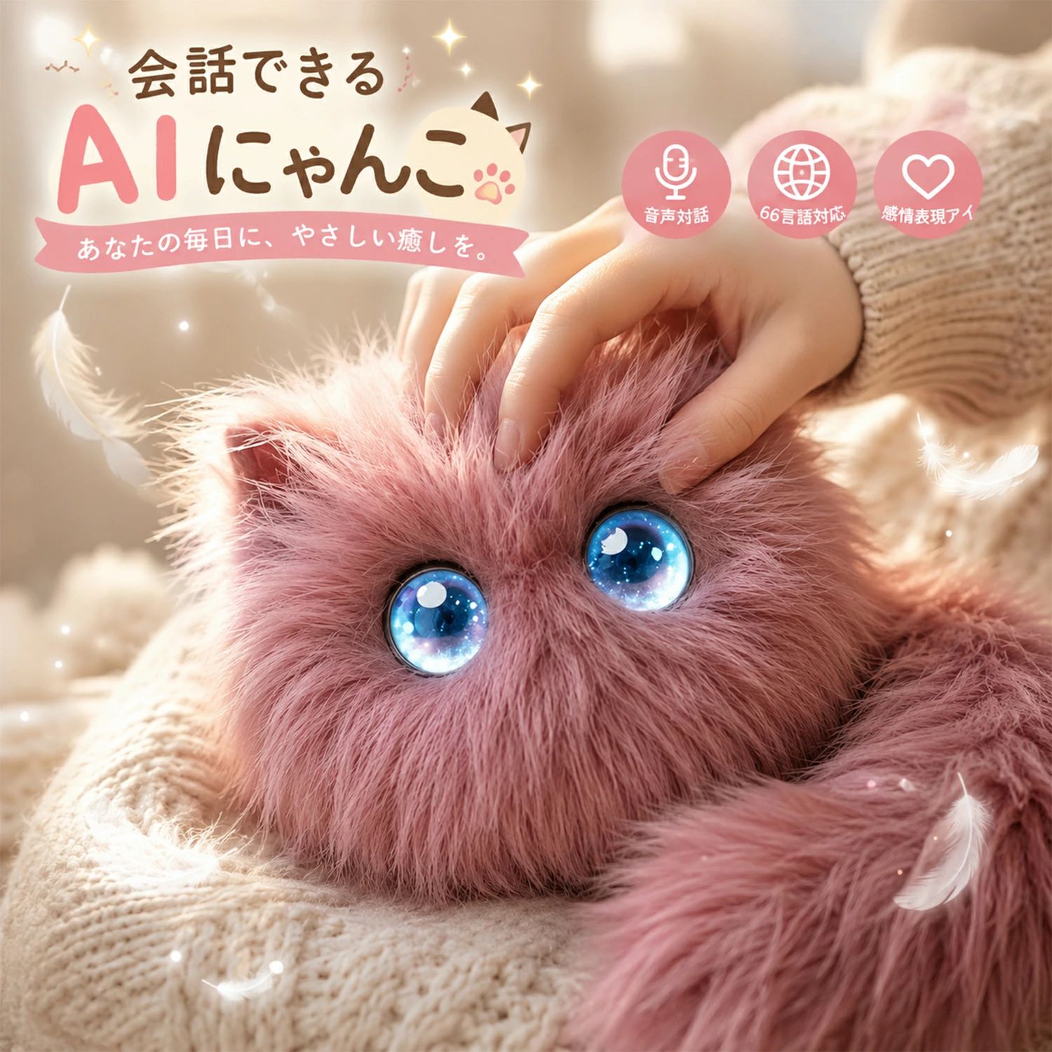 商品情報商品名ChatGPT搭載 AIおしゃべり猫ぬいぐるみ特徴AI会話・66言語対応・音声認識・感情表現LEDアイ搭載対応言語日本語含む66言語充電方式Type-C充電バッテリー1200mAh対象年齢子供〜大人まで用途知育玩具・癒しグッズ...