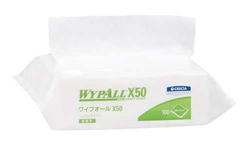 ホワイト/100枚/60520・Size:100枚・パッケージ個数:1・原産国:日本・100枚・シートサイズ:200mm×225mm薄手で経済的、布のように使える不織布ワイパー 「クレシア ワイプオール X50 ハンディワイパー 60520...