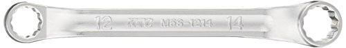 クロム/-/M5S1214・パッケージ個数:1・対辺寸法(mm):12.0×14・全長(mm):145●トルク伝達を最大限に発揮できる45度のオフセット角度です。●狭い場所でも使用しやすいショートタイプめがねレンチです。●くぼんだ場所のボル...
