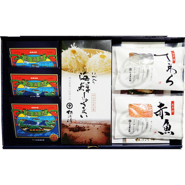 ●内容／松浦漬小箱（80g×3）、いか入り海鮮しゅうまい（8ヶ入り×1）、西京漬さわら（70g×1）、西京漬赤魚（60g×1）　※お申し込み期間：7月27日（日）迄　※配送不可地域：北海道・沖縄・離島●賞味期限／冷凍60日