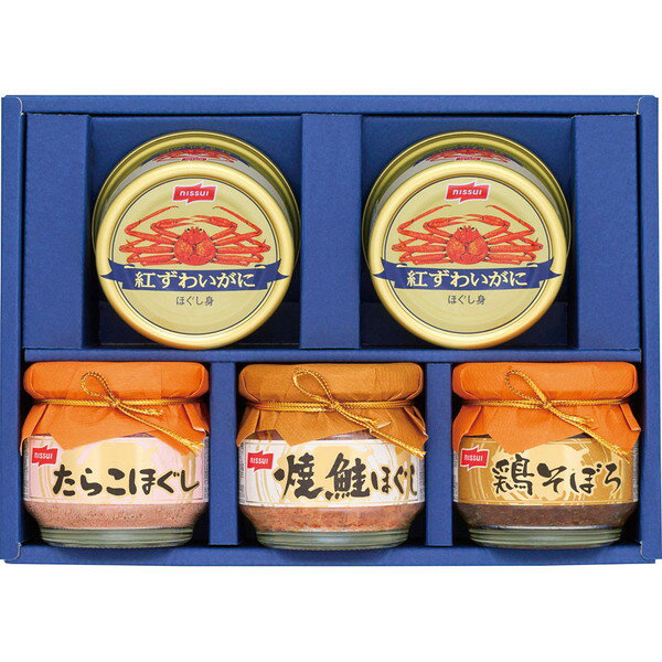 ●内容／紅ずわいがにほぐし身　55g×2、焼さけほぐし50gx1、たらこほぐし50gx1、鶏そぼろ　50g×1●原産国／日本●外箱サイズ／16.9x23.9x7.4cm
