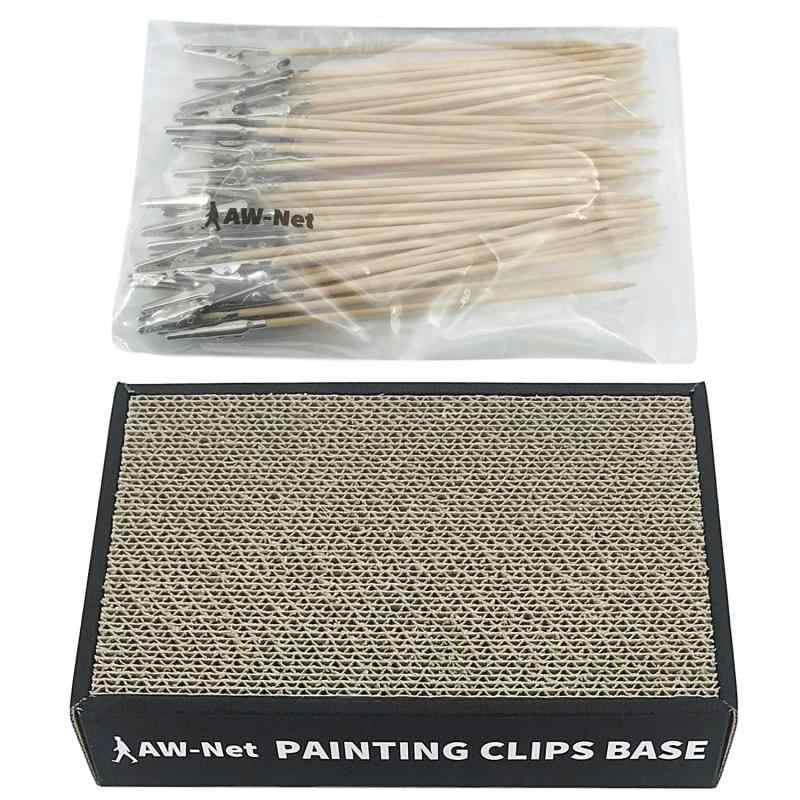 AW-Net 日本製 塗装ベース 塗装棒 セット プラモデル フィギュア 塗装 ペイント エアブラシ (塗装ベース+50本)塗装棒と塗装ベース（日本製）のセットプラモデルやフィギュアなどの細かなパーツの塗装・乾燥に最適塗装ベースは紙製ハニカ...