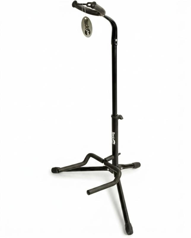 RockJam GS-001アコースティックおよびエレクトリックギター用の調整可能な垂直三脚ギタースタンド丈夫：スチール製のこのギタースタンドは、自宅や輸送中の日々の衝撃や衝撃に耐えられるほど頑丈です。ポータブル：このギターホルダーは数秒で...