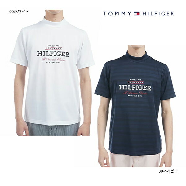 トミーヒルフィガー ゴルフ モックネックシャツ THMA520 フロントロゴ 半袖 TOMMY HILFIGER GOLF 定番 UVカット インナー シャツ ジャカード素材を使用し、編地柄で表現されたボーダーが特徴のフロントロゴ 半袖モッ...