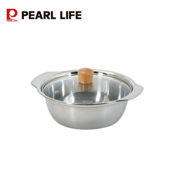 　 和楽庵ステンレス製ガラス蓋付よせ鍋20cm～26cm HC-0374 HC-0375 HC-0376 HC-0377 寄せ鍋、しゃぶしゃぶ等に最適。 オール熱源対応。 サイズ（約） 20cm：幅265×奥行230×高さ125mm(底の厚...