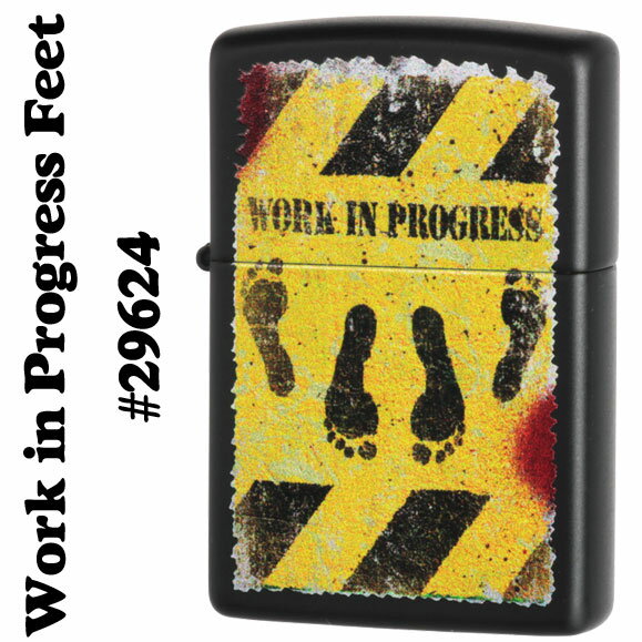 ケース刻印 × サイド彫刻 × インナー彫刻 ○　クリック！ ZIPPO/ Work in Progress Feet #29624 Black Matte ZIPPO社の定番＃218　Black　MatteをベースにWORK IN PRO...