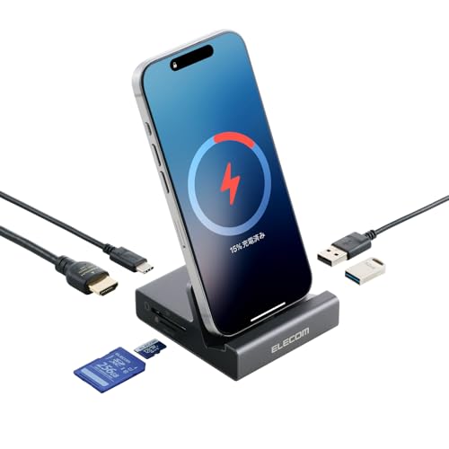 グレー/-/DST-P060BPGY・パッケージ個数:1・充電しながら、スマートフォンの写真・動画などを大画面に投影できる、6in1 ドッキングステーションです。・スマートフォンなどから外部モニターへ映像出力ができるHDMI(R)ポート×1...